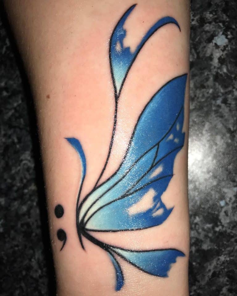 Semicolon Butterfly Tattoo Ideas with Their Meanings