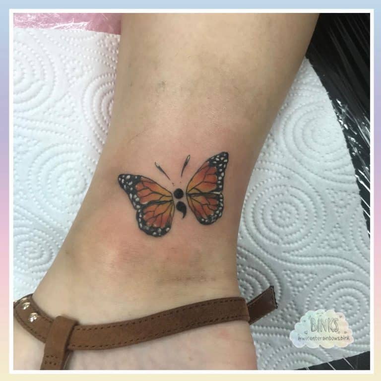 Semicolon Butterfly Tattoo Ideas with Their Meanings