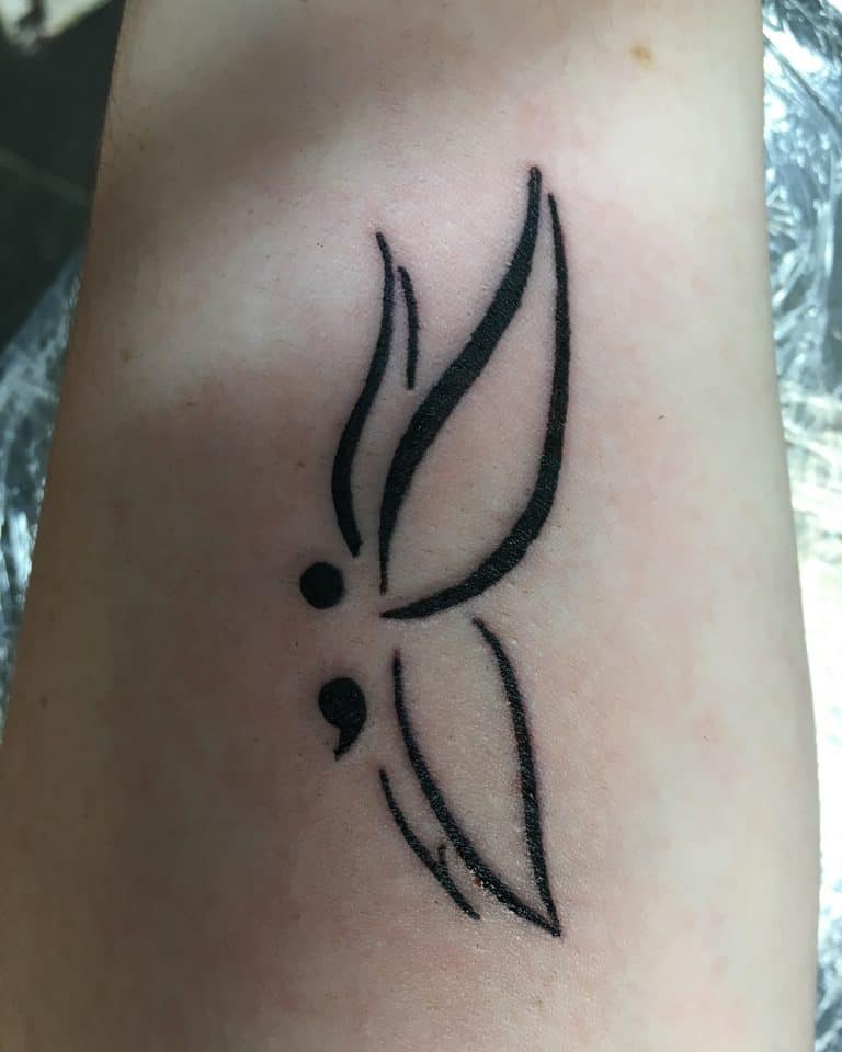 Semicolon Butterfly Tattoo Ideas with Their Meanings
