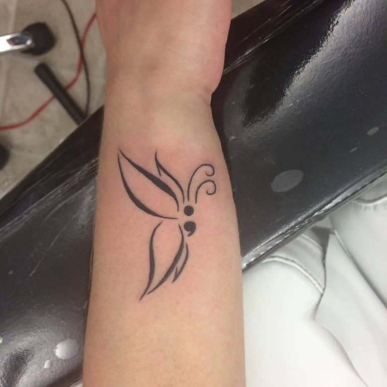 Semicolon Butterfly Tattoo Ideas with Their Meanings