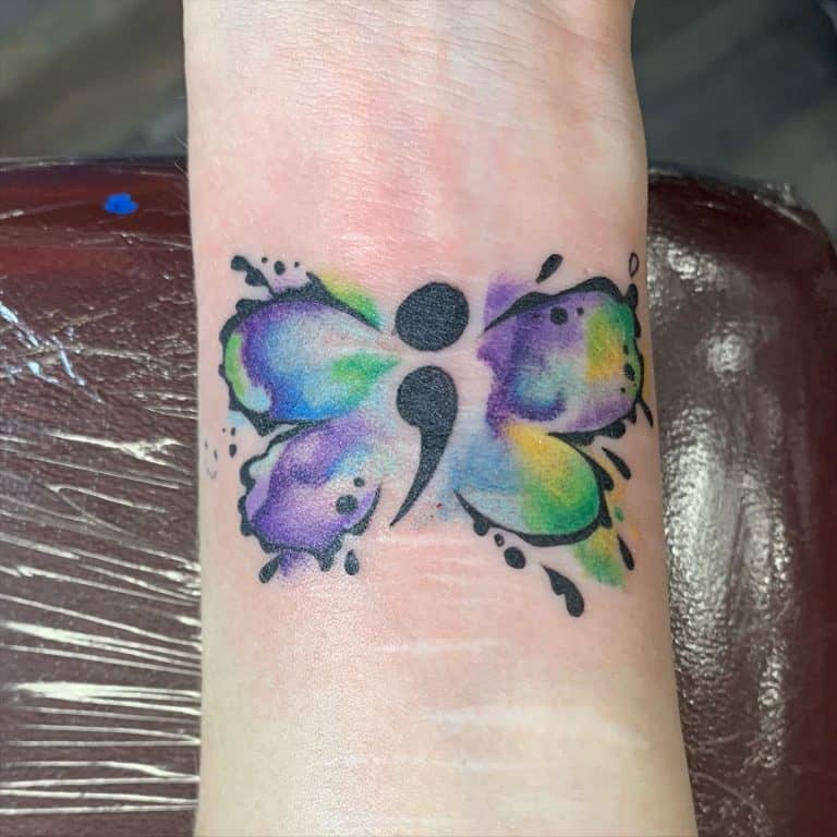 Semicolon Butterfly Tattoo Ideas with Their Meanings