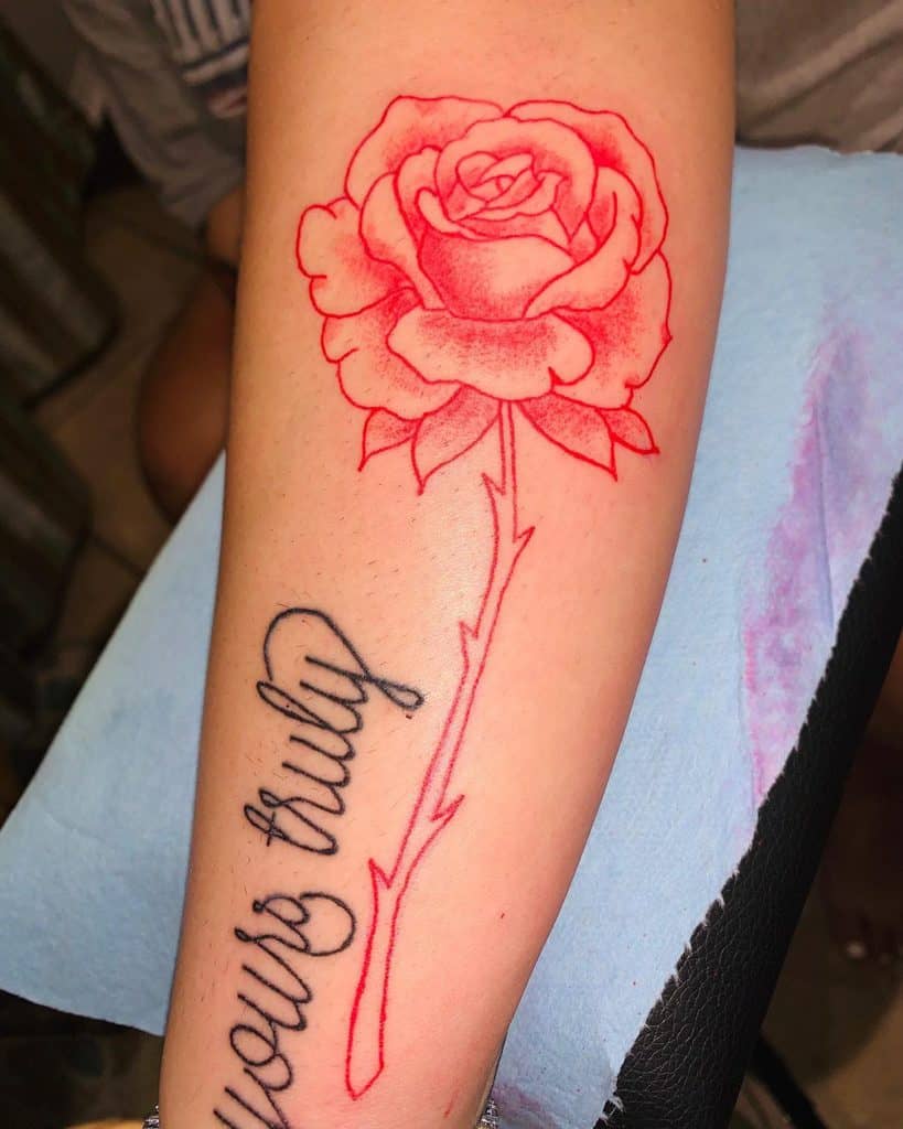 71 Cool Rose With Stem Tattoo Ideas