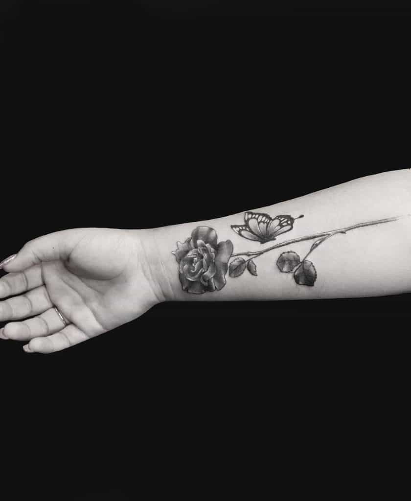 71 Cool Rose With Stem Tattoo Ideas