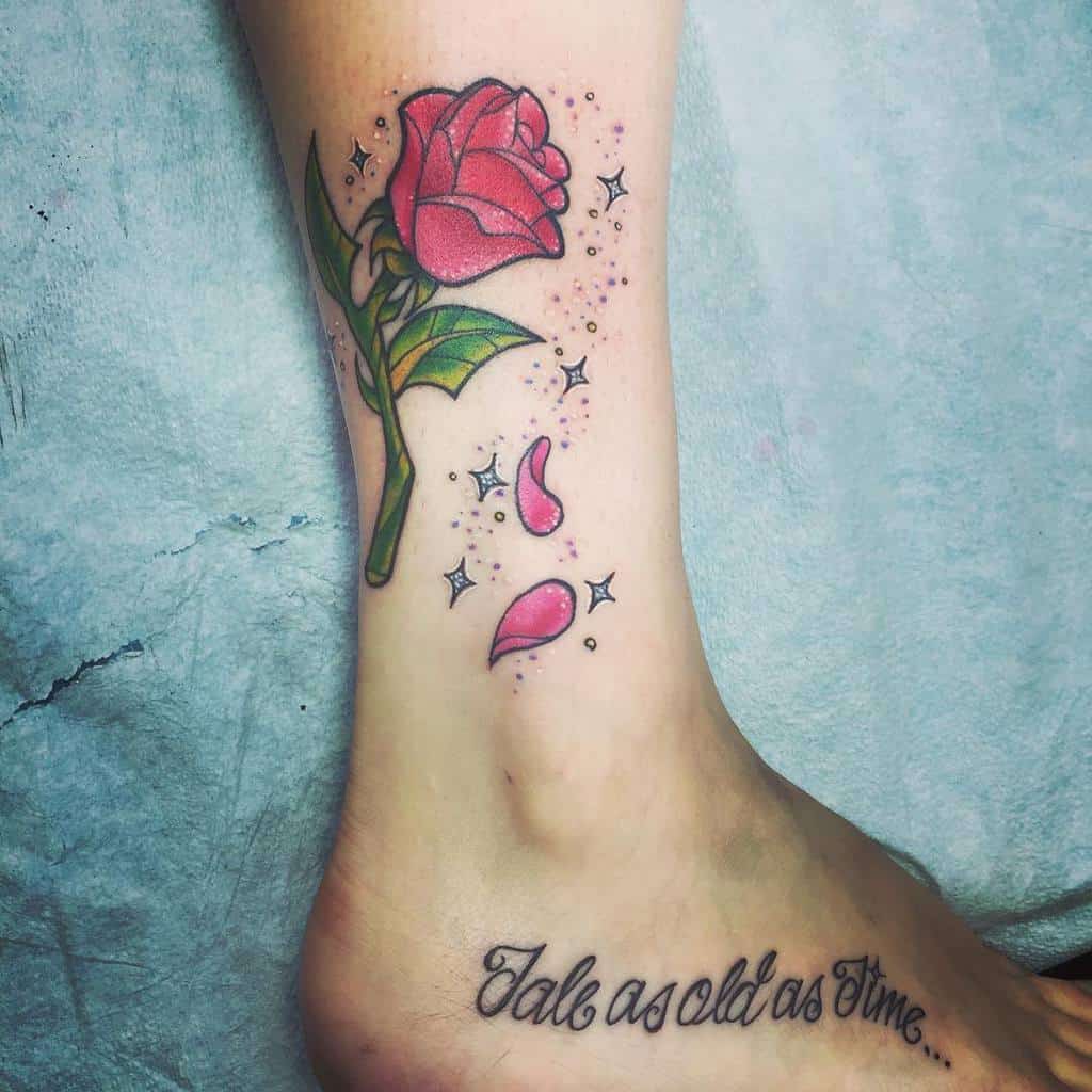 Top 71 Beauty And The Beast Rose Tattoo Ideas 2021 Inspiration Guide 